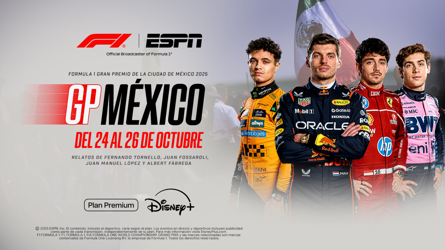 ESPN trae a DISNEY+ la F1 en México, con Piastri, Norris, Verstappen y ...